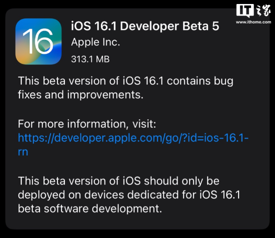 苹果 iOS / iPadOS 16.1 开发者预览版 Beta 5/6 发布 - 通信终端 — C114通信网