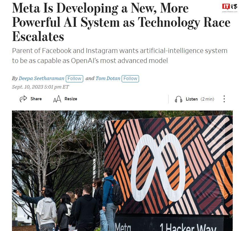 消息称Meta计划明年初开发全新的大型语言模型，比肩GPT-4 - Cloud&AI — C114通信网